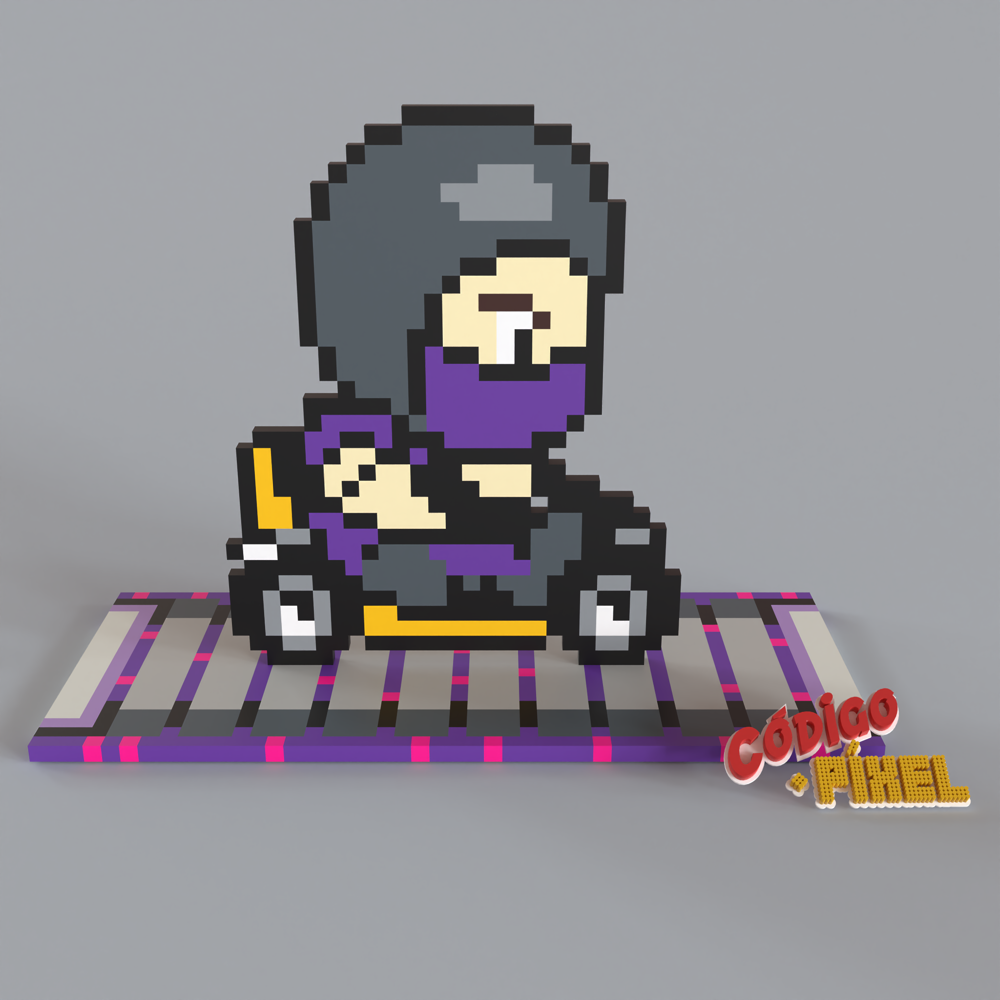 SMK085 - Super Pixel Kart Rain | FREE 3D Character models | BlenderKit