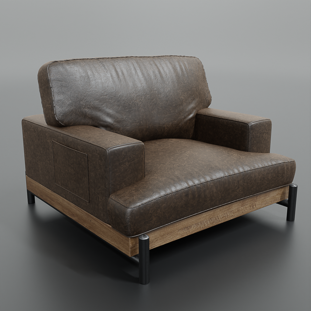 Armchair Top Grain Leather | 3D Armchair models | BlenderKit