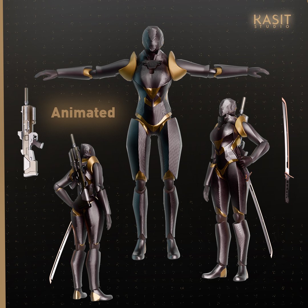 Girl EXO Armor - Riged V5 | Sci-Fi Characters models | BlenderKit