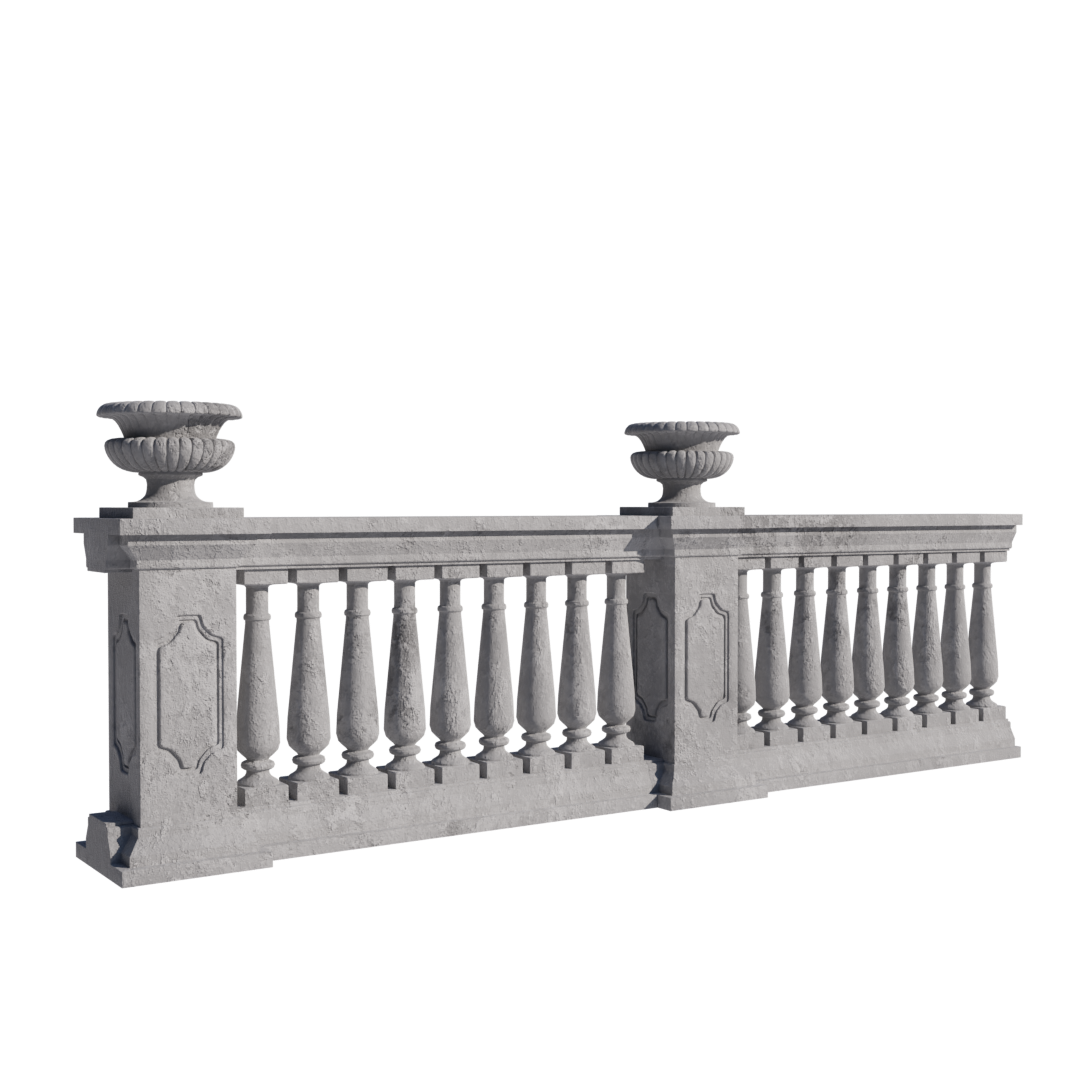 Baroque stone fence | FREE Fences models | BlenderKit