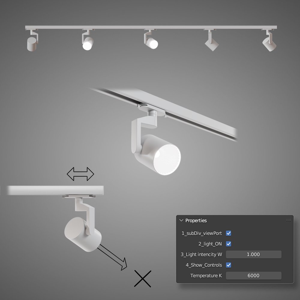 2m rail with spot light | FREE Ceiling Lights models | BlenderKit