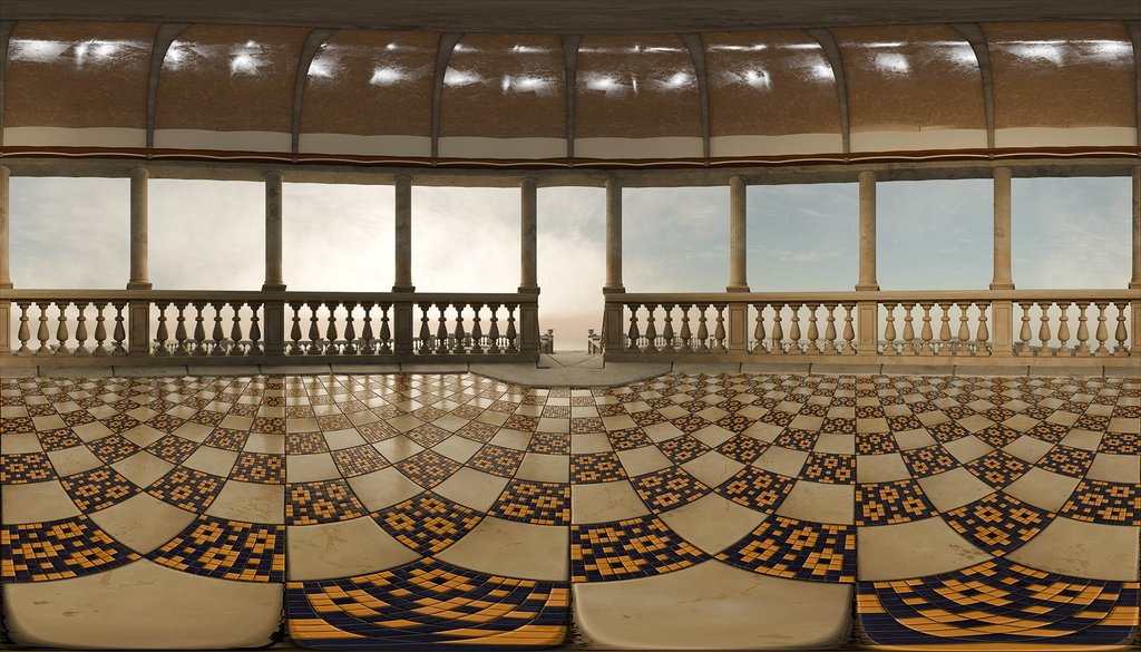 Classic Tiled Veranda HDRI | Architectural HDRis | BlenderKit