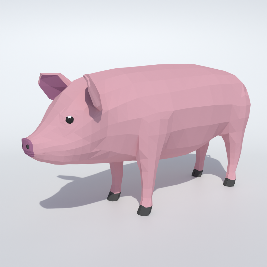 BlenderKit | Download the Low Poly Pig model