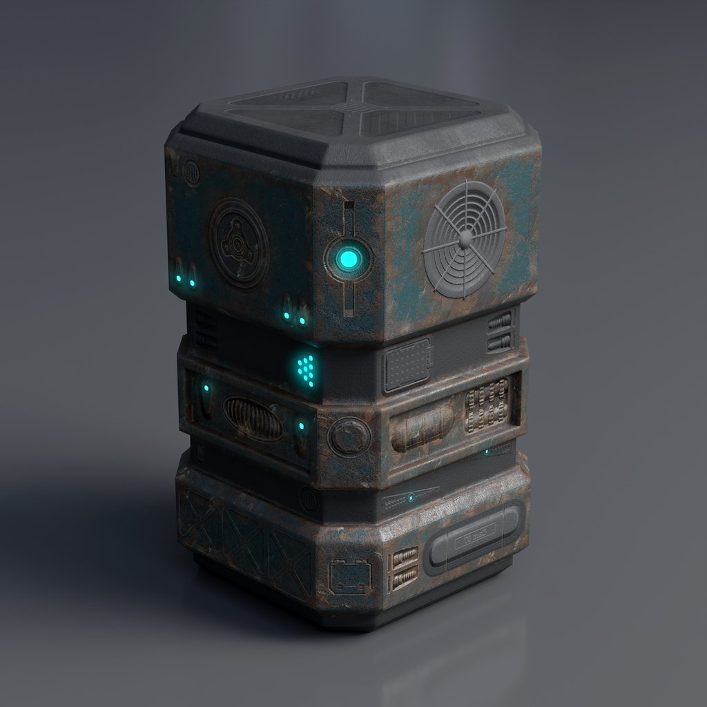 Distressed Sci-Fi Cyberpunk Crate | FREE Containers models | BlenderKit