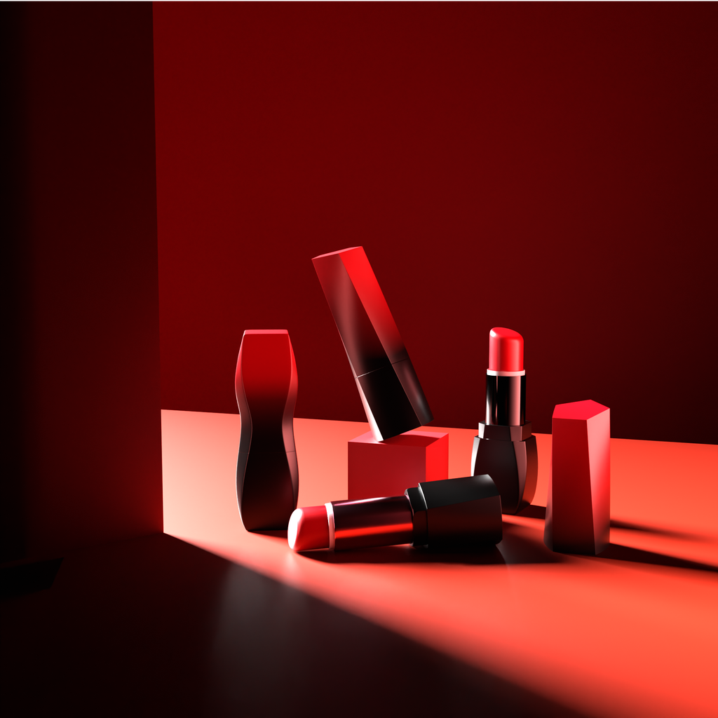 Red theme minimal lipstick setup | Mockup scenes | BlenderKit