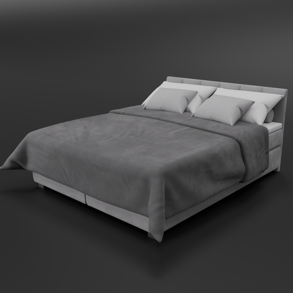 Gray box spring bed | FREE Beds models | BlenderKit