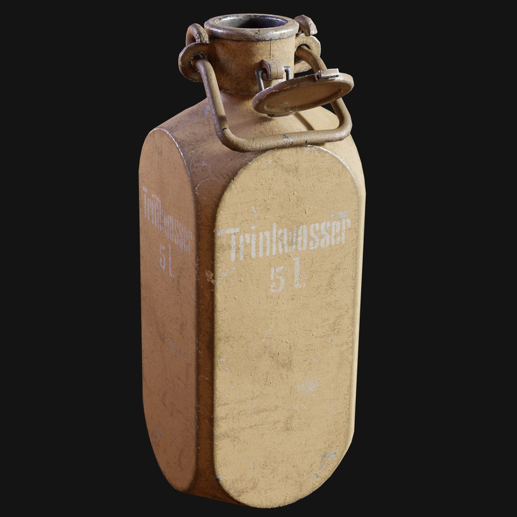 BlenderKit | Download the WW2 5 Liter German Water Bottle Painted model