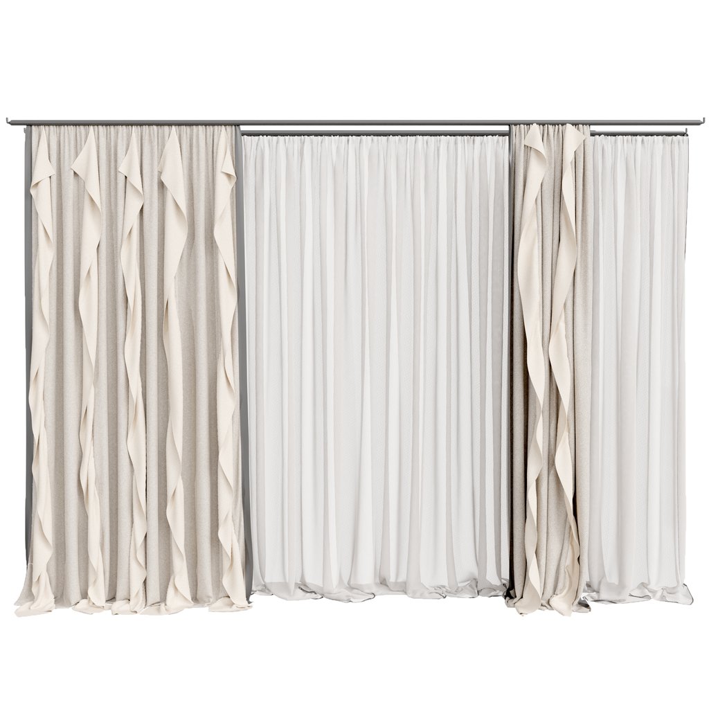 MI Silk And Cotton Curtain Set | Curtains models | BlenderKit