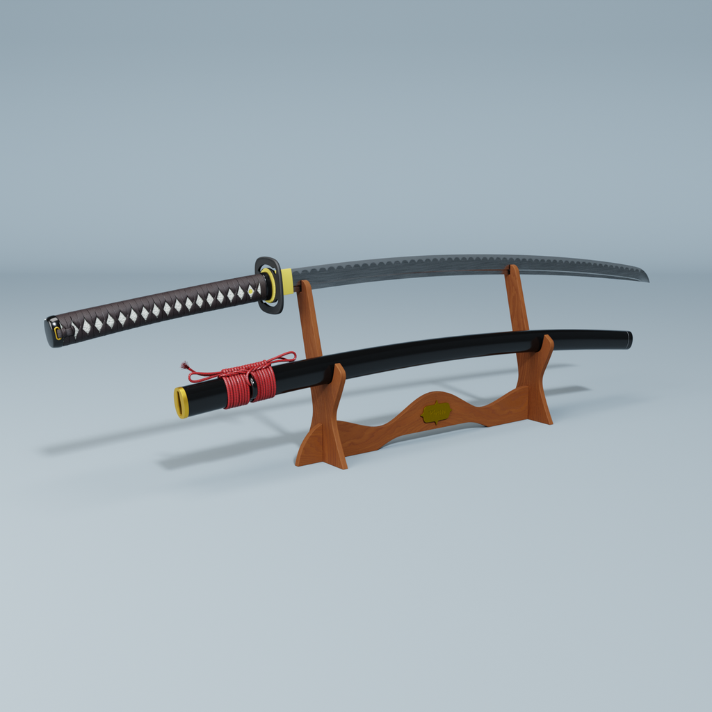 Black katana with base | Historical Weapons models | BlenderKit
