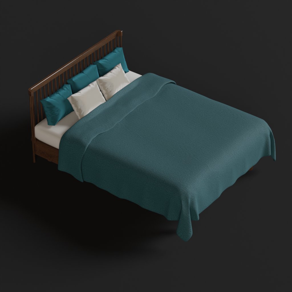 Bed with headboard | Beds models | BlenderKit