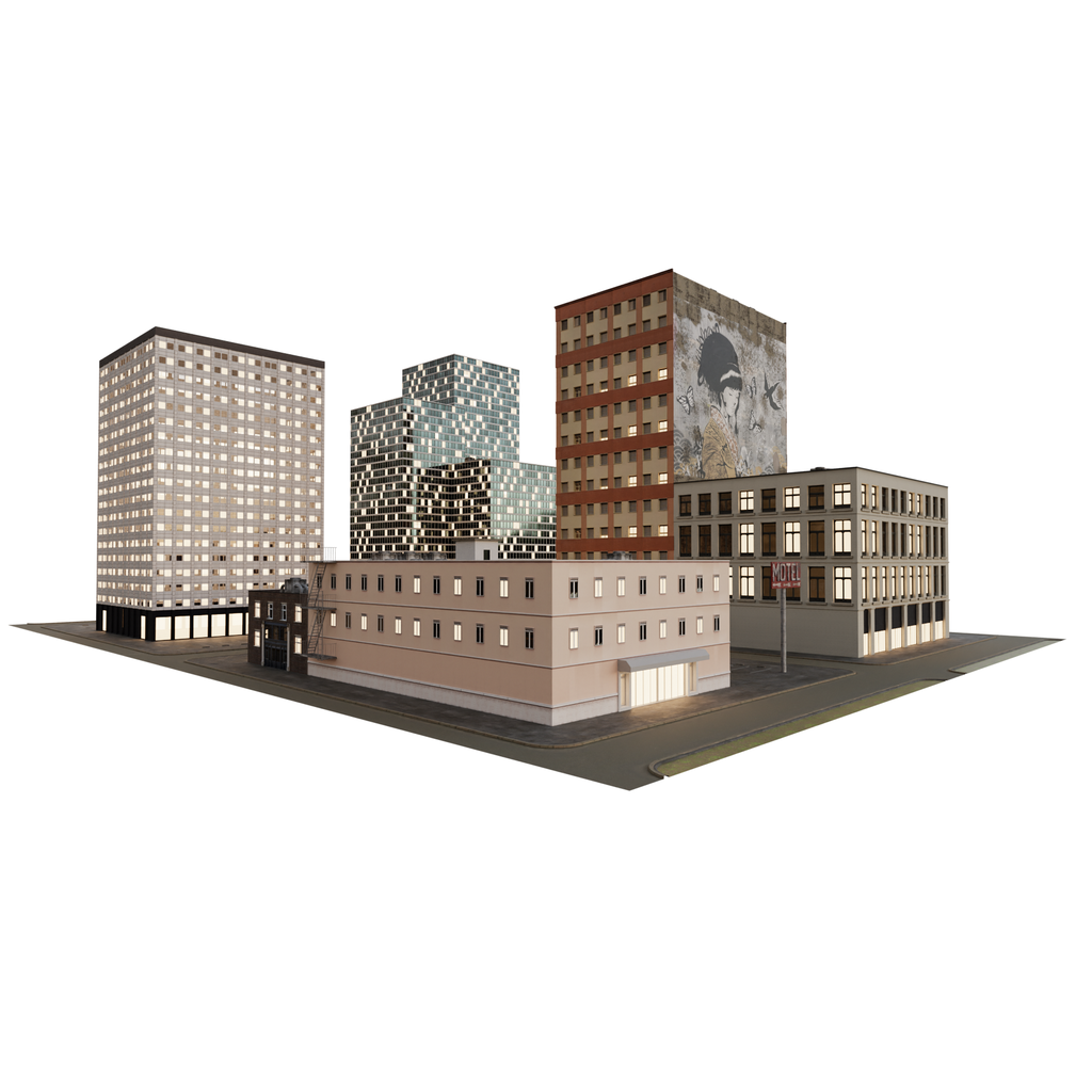 Modular City Blocks | Private Buildings models | BlenderKit