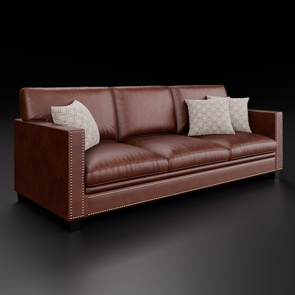 Transitional Track Arm Leather Sofa | Sofas models | BlenderKit