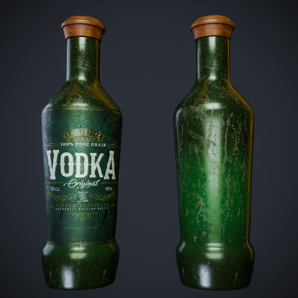 Vintage Vodka Bottle | Beverages models | BlenderKit