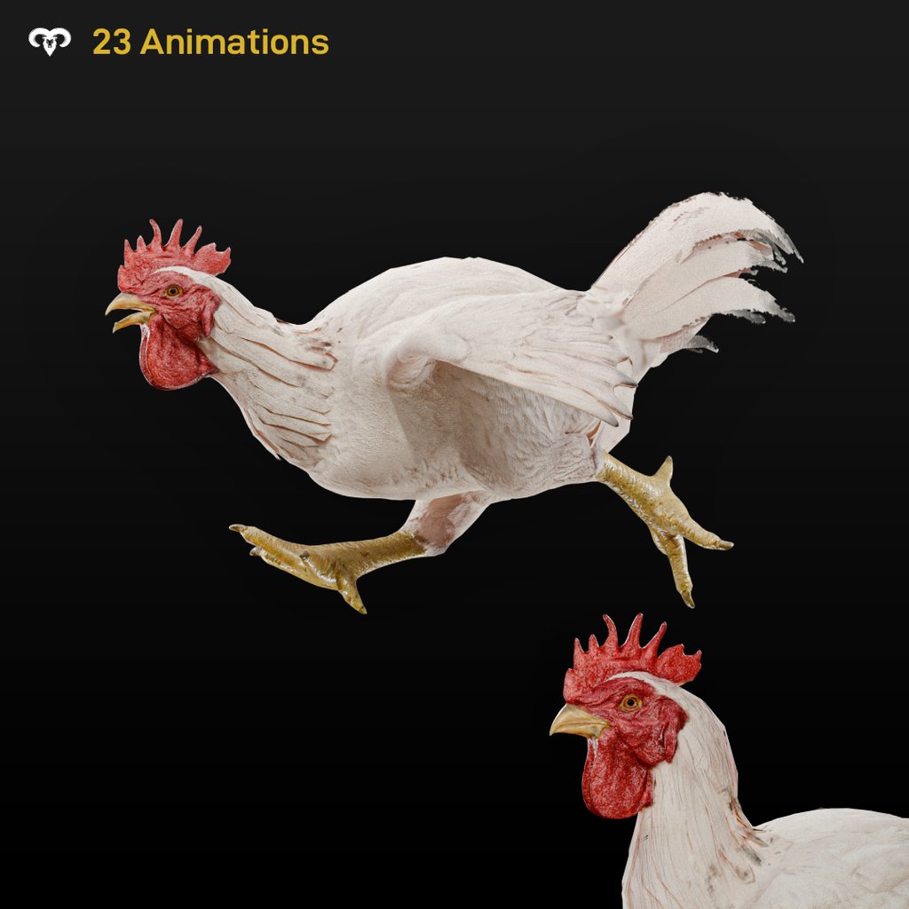 Rooster Animated | Birds models | BlenderKit