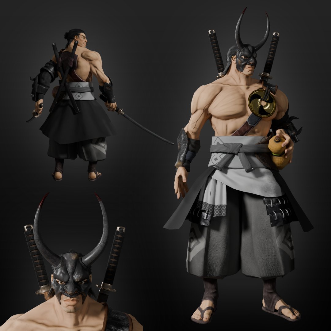Ronin Animated Rigged | Fantasy Hero / Heroines models | BlenderKit