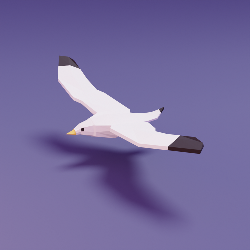 Lowpoly Seagull | Birds models | BlenderKit