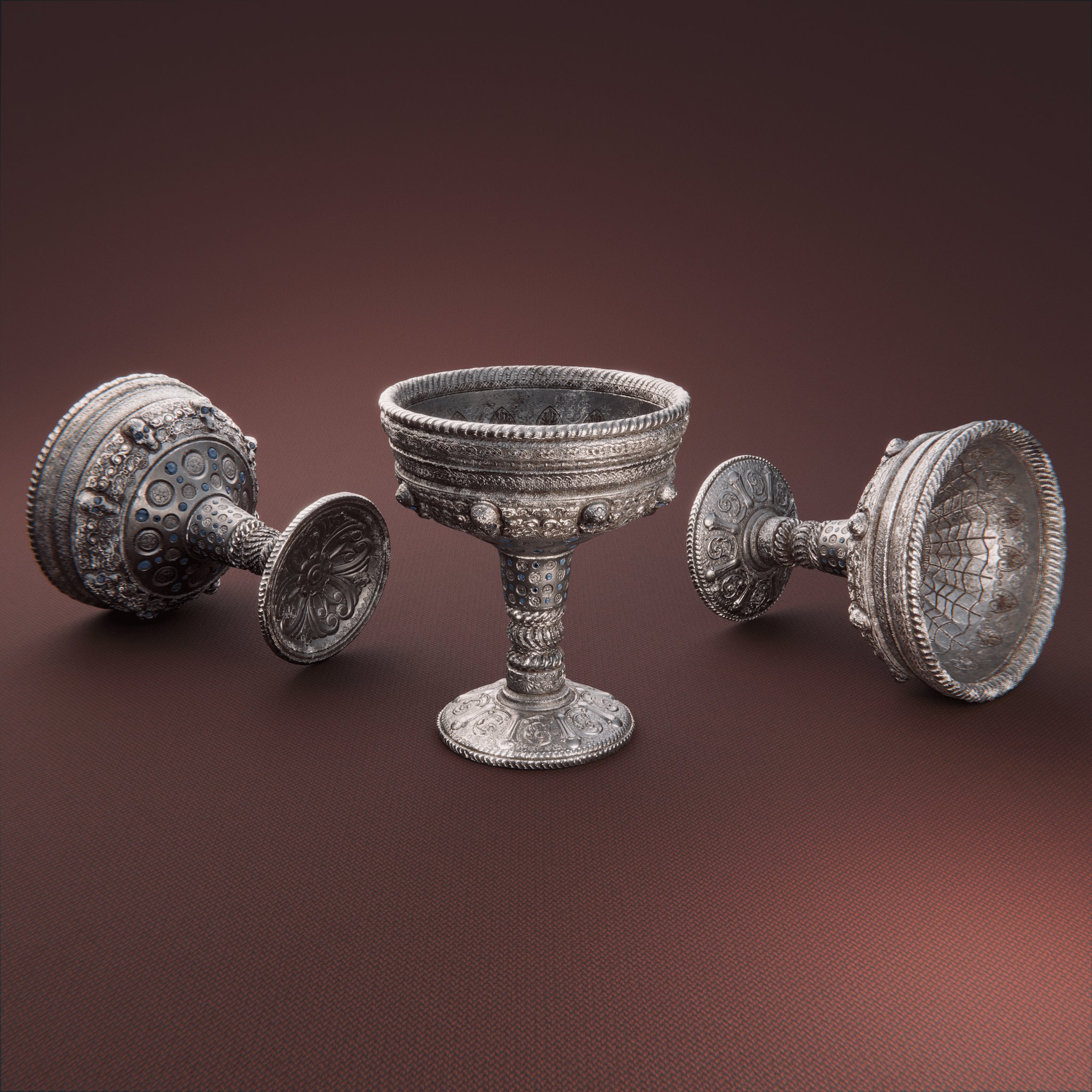 Silver Skull Goblet | FREE Miscellaneous models | BlenderKit