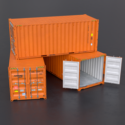 20ft Cargo Container(Orange) | Containers models | BlenderKit