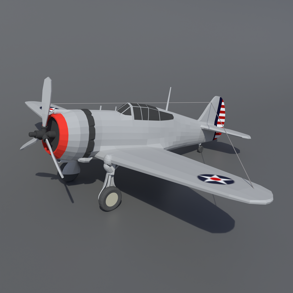 Low Poly Curtiss P 36 Hawk | Military Aircraft models | BlenderKit