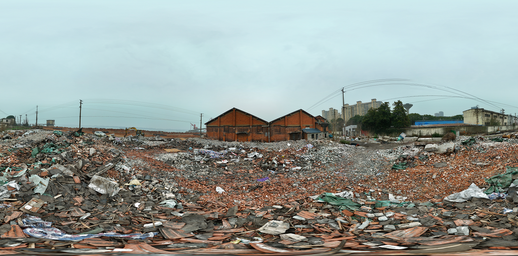 Broken red brick building | Urban Elements HDRis | BlenderKit