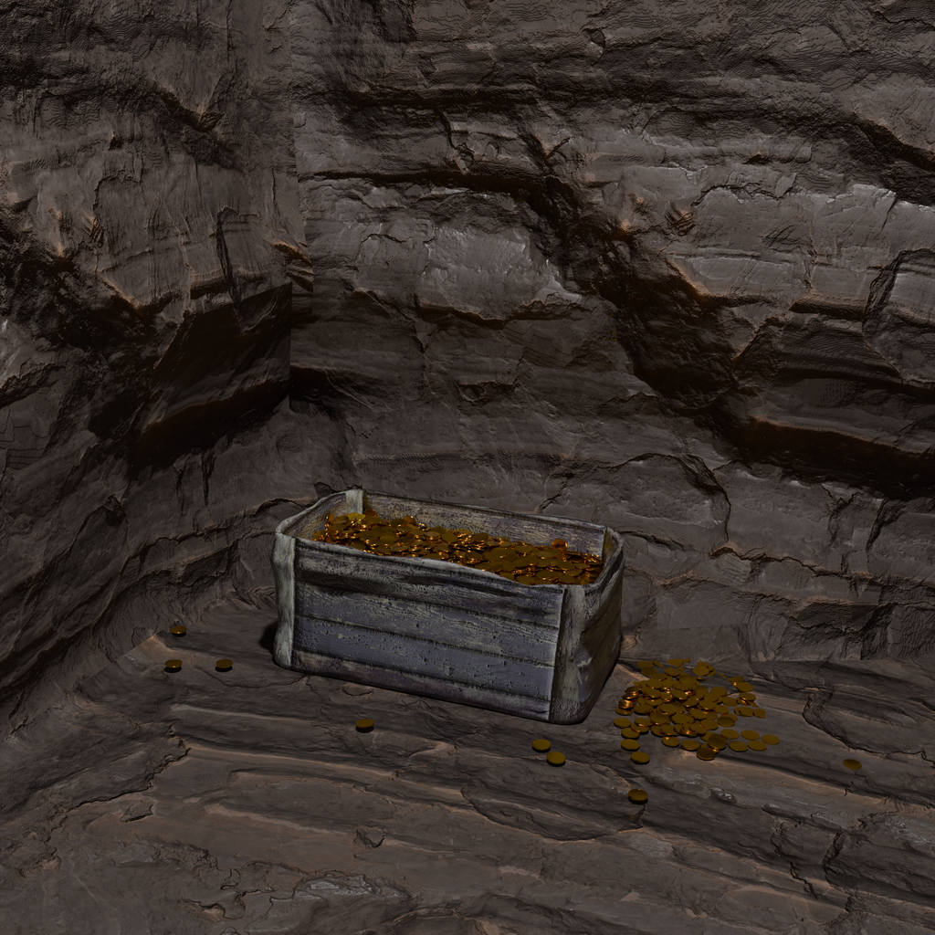 The treasure chest is in the cave. | Fantasy scenes | BlenderKit