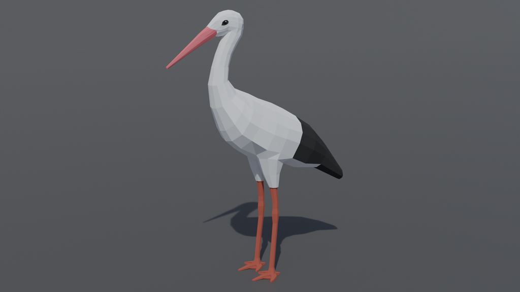 Low Poly Stork | Birds models | BlenderKit