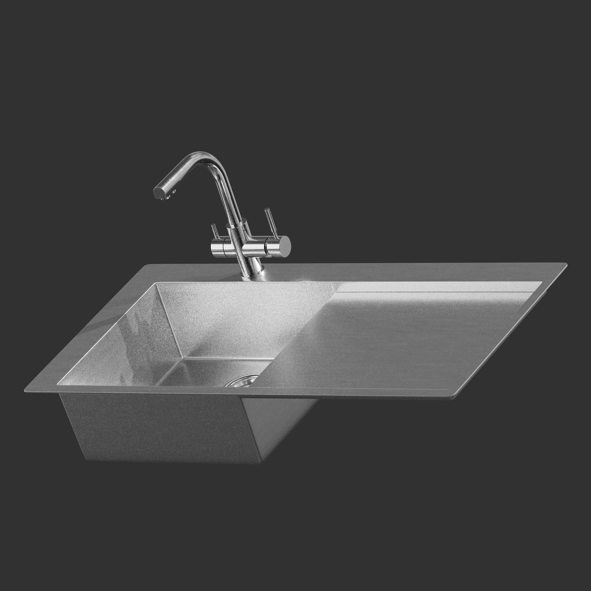 Sink S71 S716-F450 with Faucet | FREE Kitchen Sinks models | BlenderKit