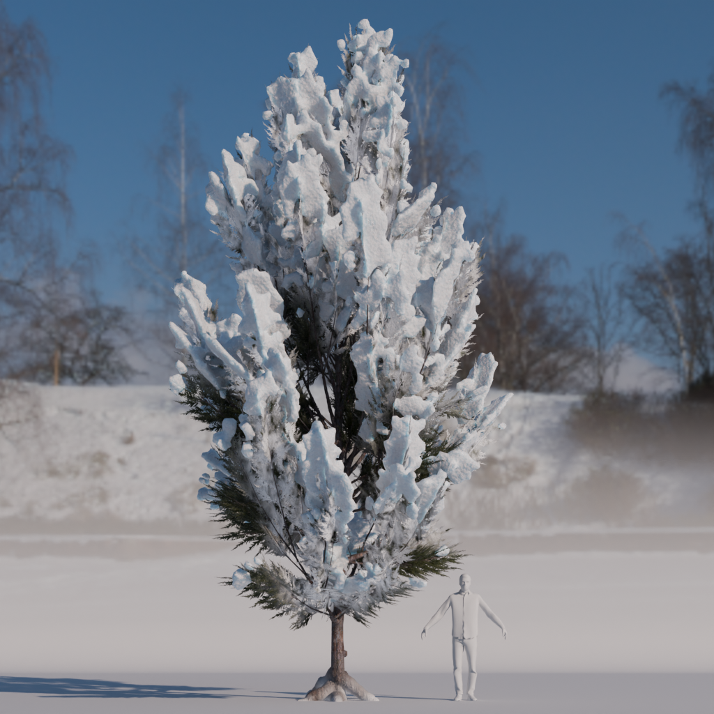 Snow Pine Low Poly | Trees models | BlenderKit