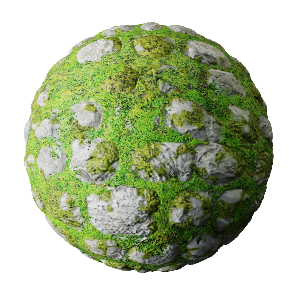 Rock with Moss | FREE stone materials | BlenderKit