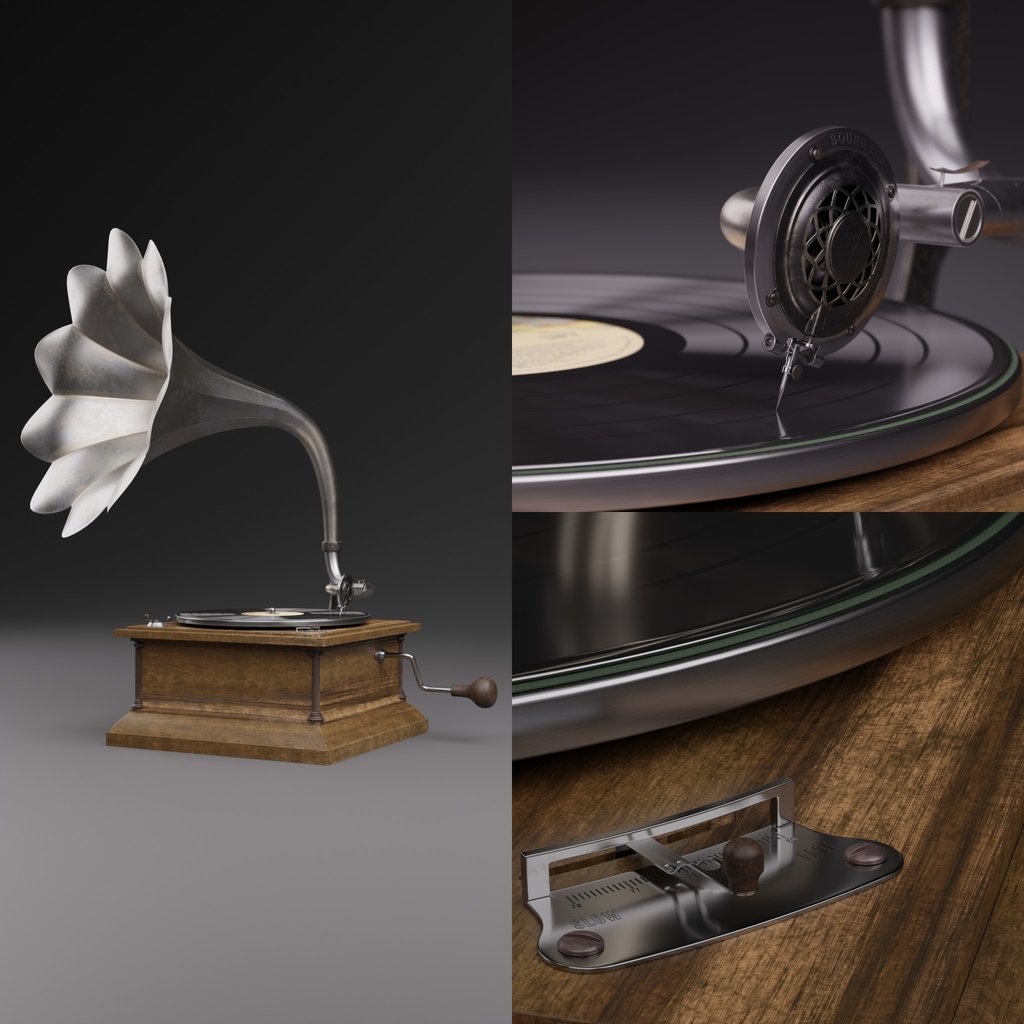 Restored-Gramophone | Audio Devices models | BlenderKit