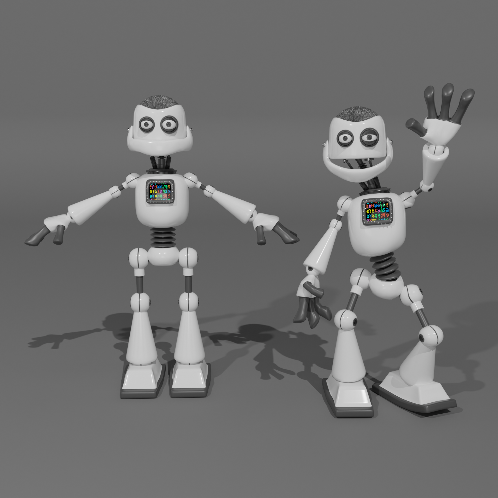 Cartoon Robot "Masher" (Rigify) | FREE Robots Characters models | BlenderKit