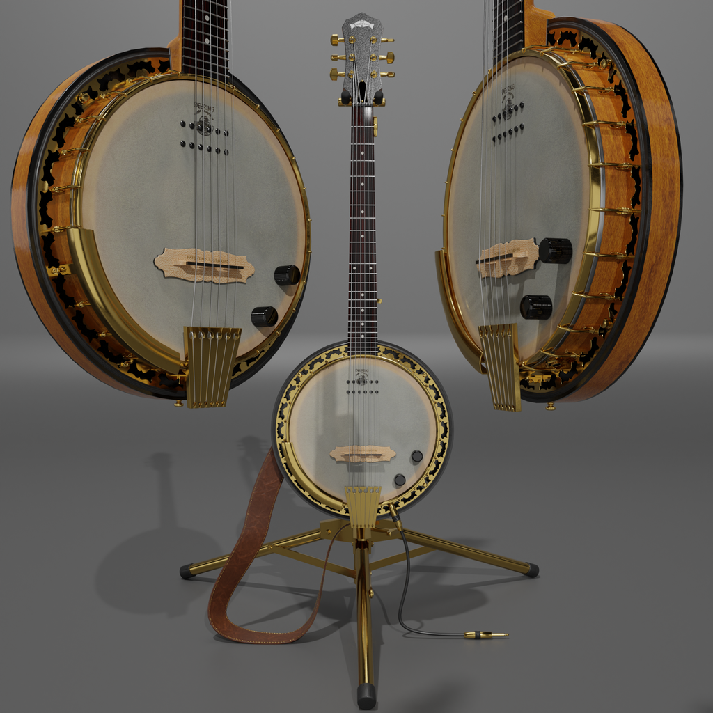 Deering phoenix a/e 6 banjo | FREE Musical Instruments models | BlenderKit