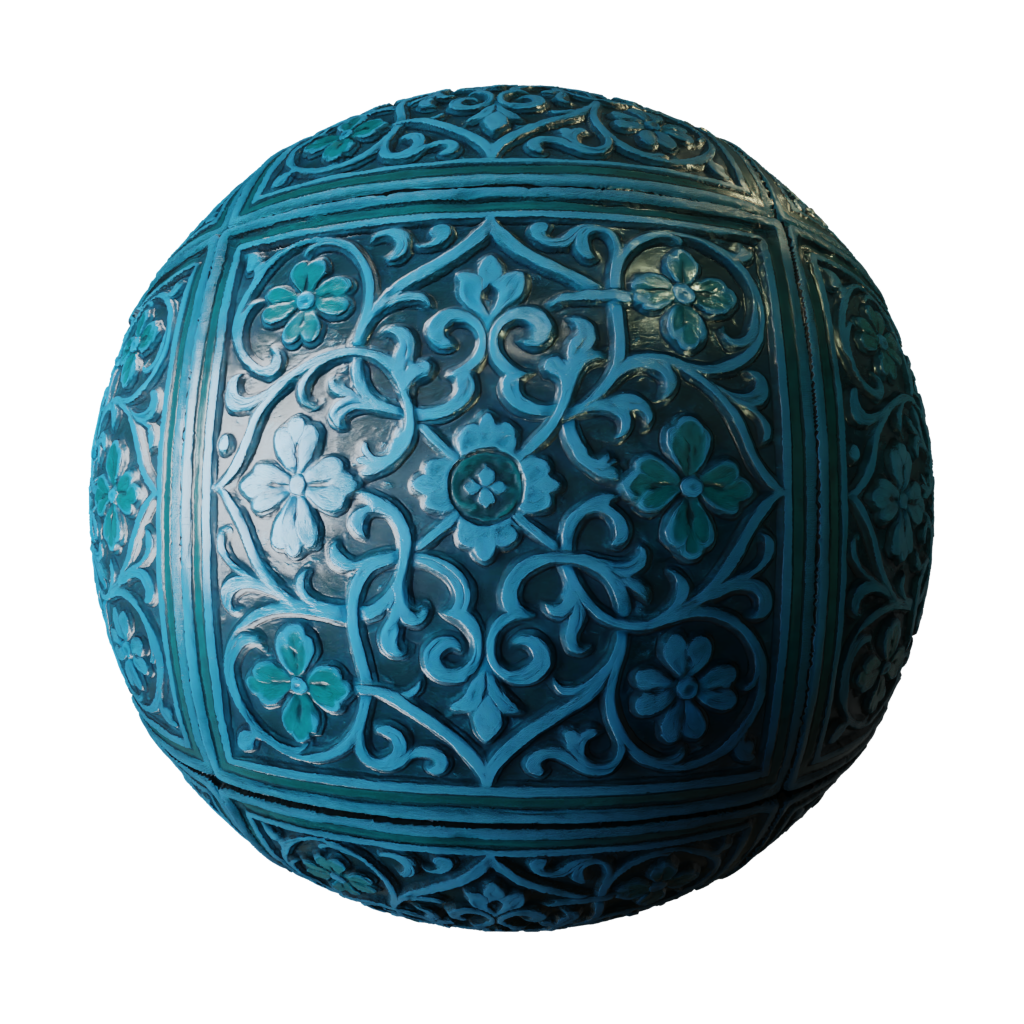 Medieval Embosed Tile Ocean Blue | FREE tiles materials | BlenderKit