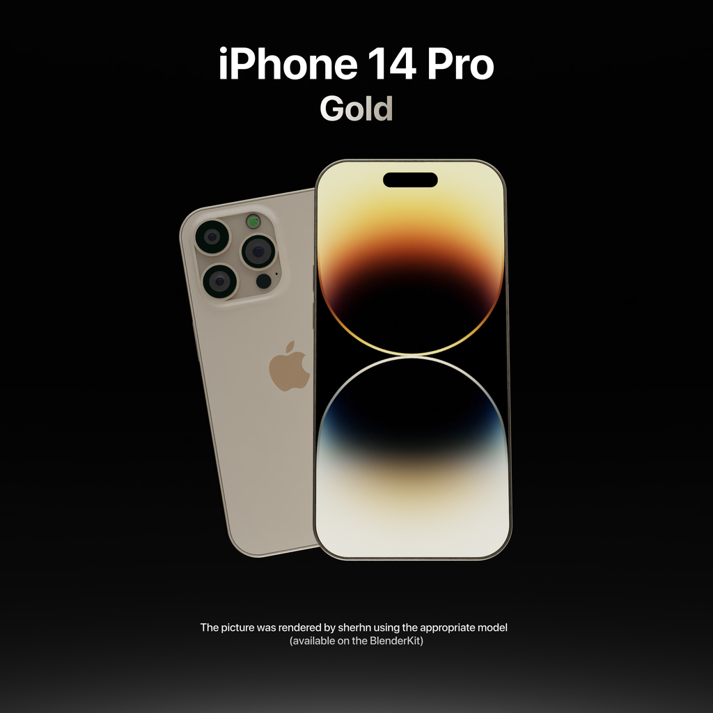 Iphone 14 Pro(Gold) | FREE Smartphones models | BlenderKit