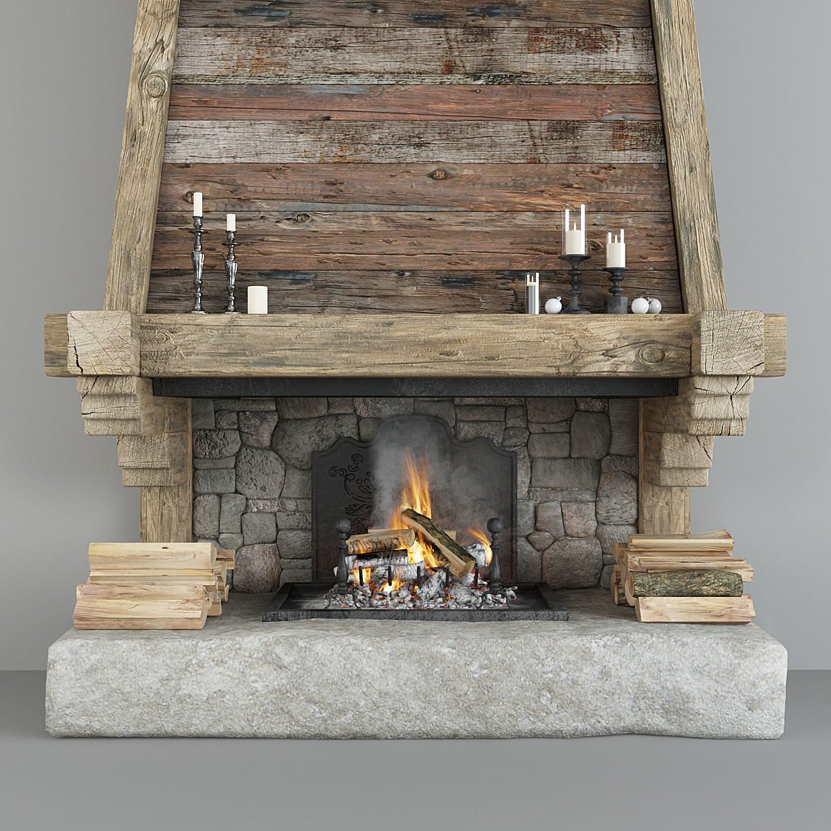 Old fireplace | 3D Fireplace models | BlenderKit