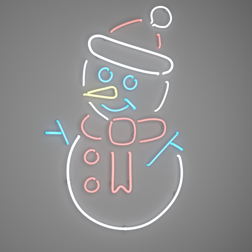 Christmas Neon Sign Snow Man | Wall Light models | BlenderKit