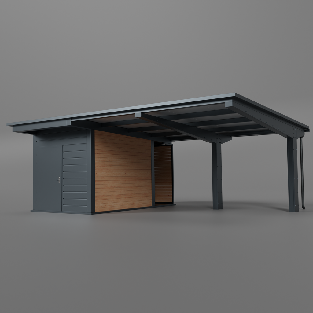 Car shed with storage space | Architectural Structures models | BlenderKit