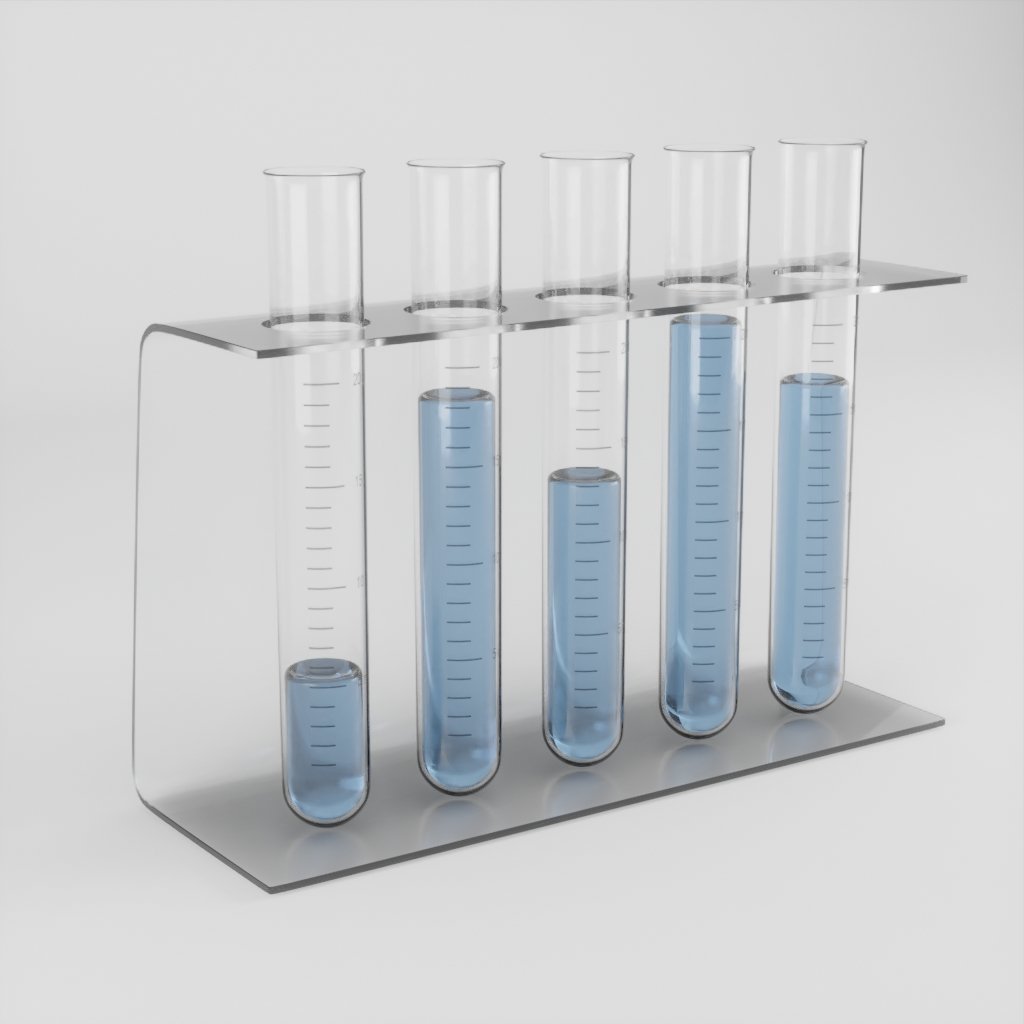 Laboratory Tubes with blue fluid and glas stand | Miscellaneous models ...