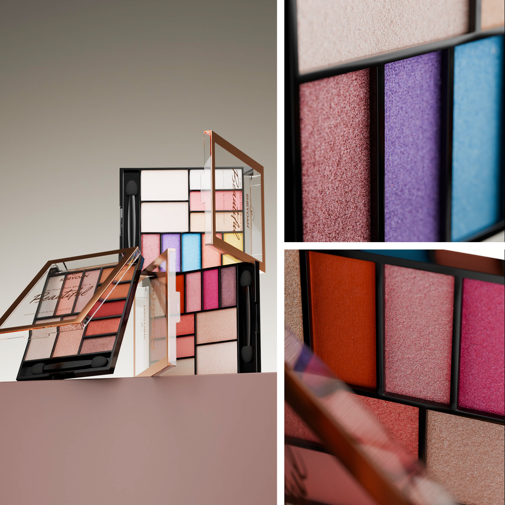 Eye shadow palette with textures | Mockup scenes | BlenderKit