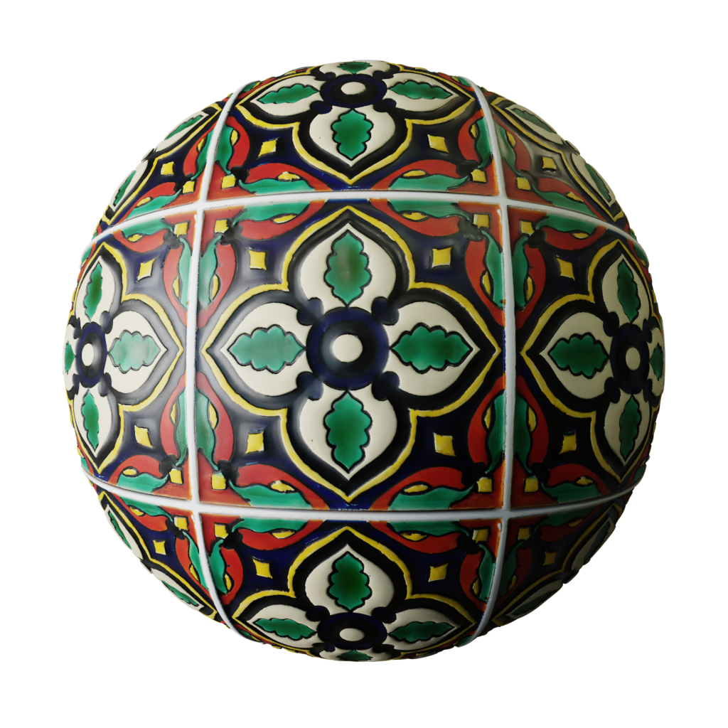 Rustic Hand-Painted Ceramic Tile 25 | FREE tiles materials | BlenderKit