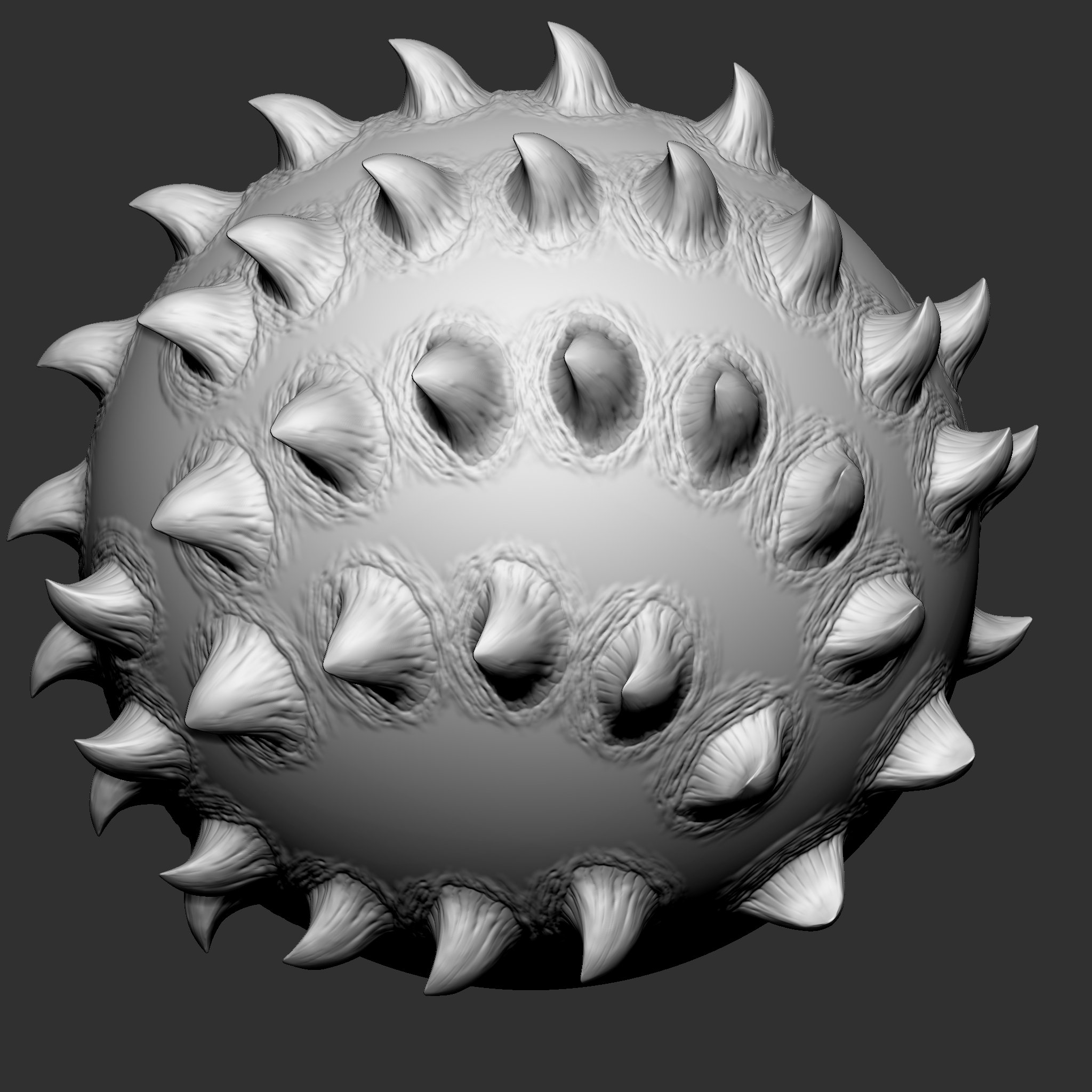 NS Creature curve spikes thick | Spikes brushes | BlenderKit