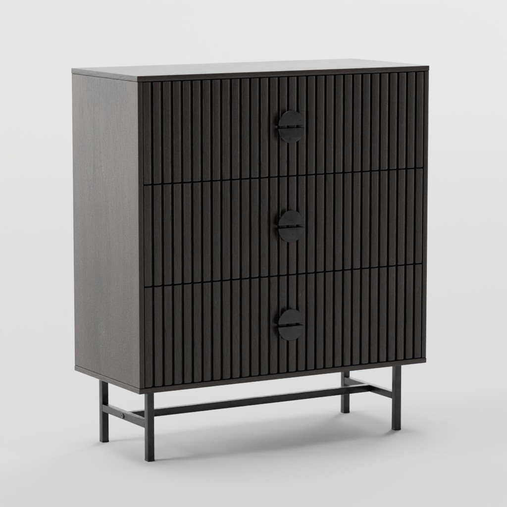 Grooved wood and steel commode | FREE Commodes models | BlenderKit