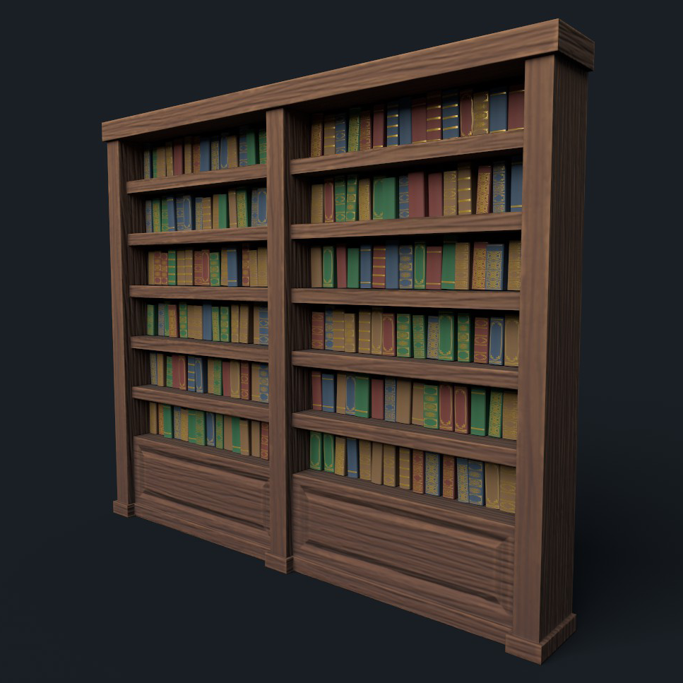 Double-Width Stylized Bookshelf | Interior Design models | BlenderKit