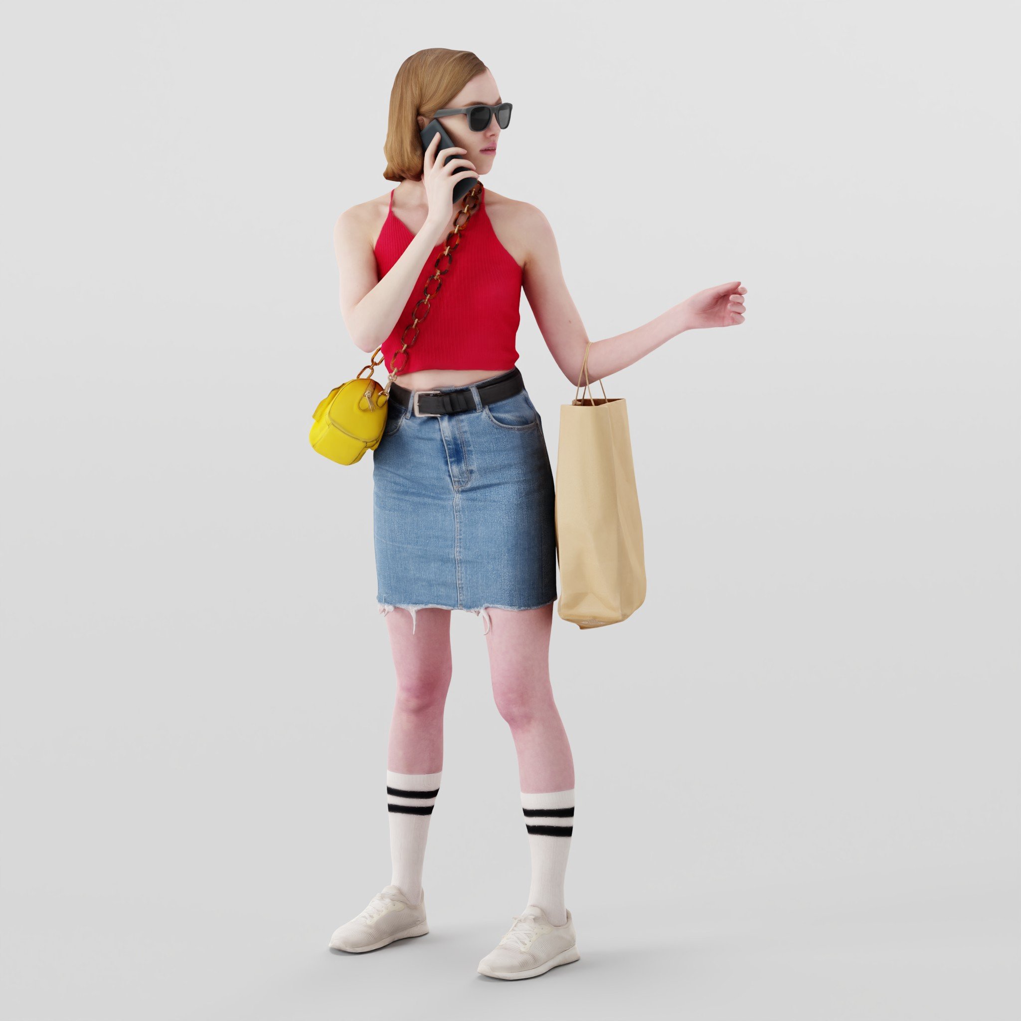 Shopaholic woman holding bag | Women models | BlenderKit