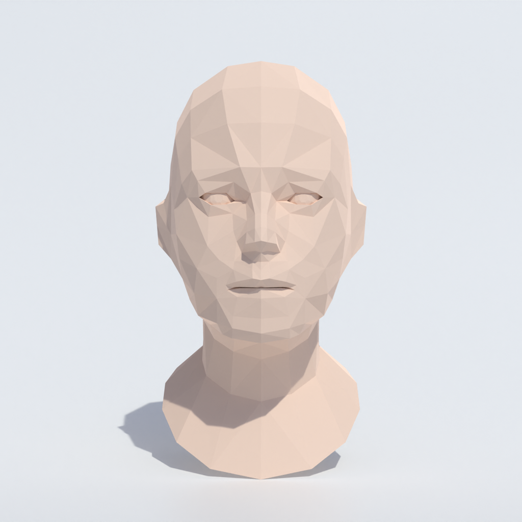 BlenderKit | Download the Low Poly Woman Head Base Mesh model