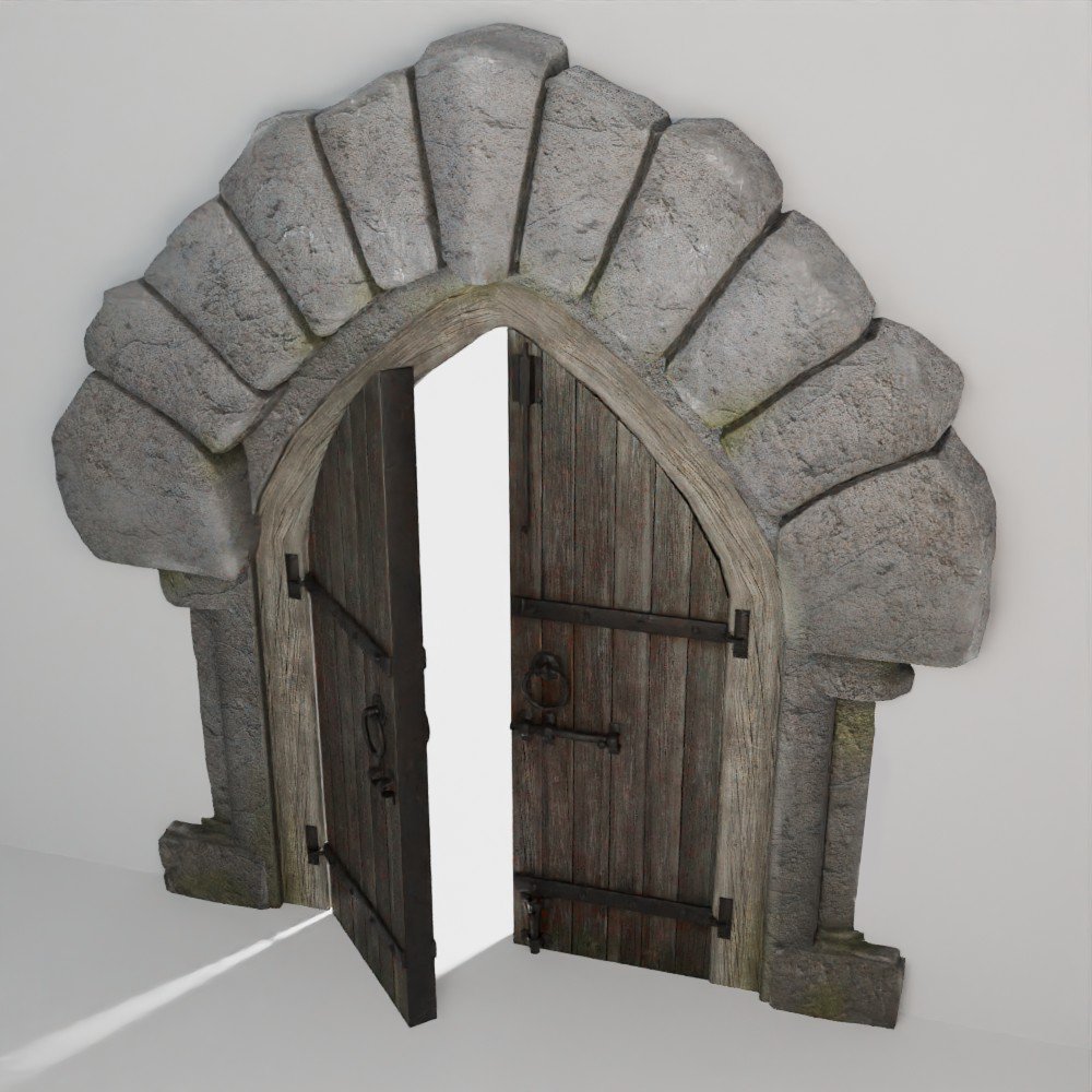 Medieval Double Door 8 | Doors models | BlenderKit