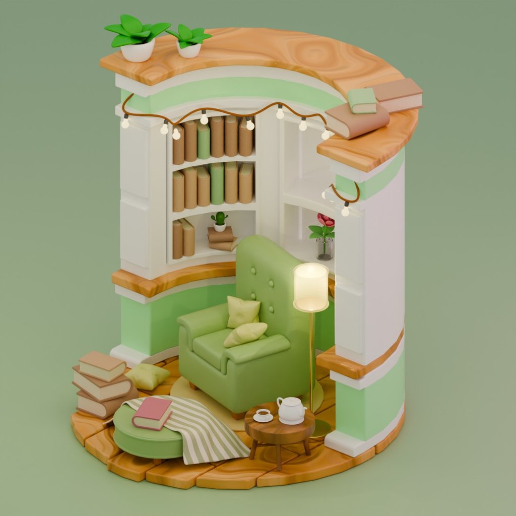 Study Room | Isometric scenes | BlenderKit