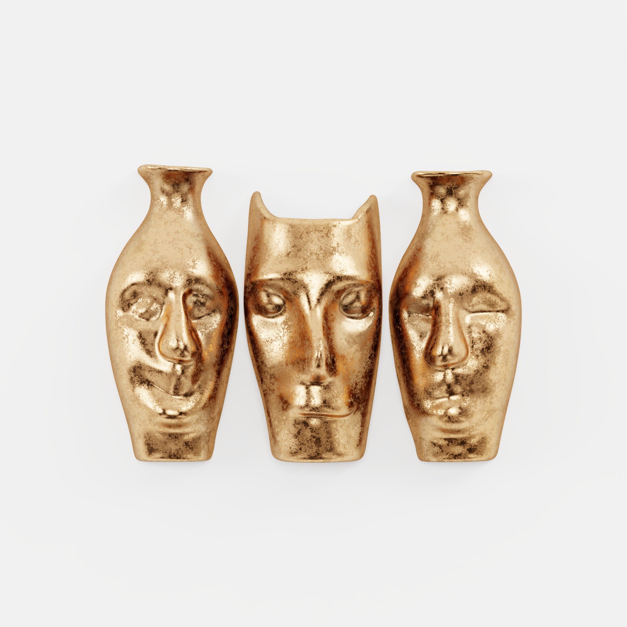 Trio of Sculpted Faces | FREE Vases models | BlenderKit