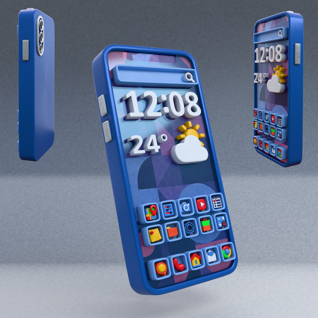 Smartphone with Volumetric Icons | Smartphones models | BlenderKit