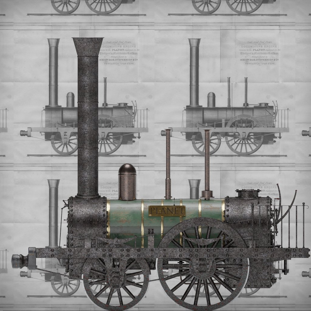 The steam locomotive PLANET | Industrial Machinery models | BlenderKit